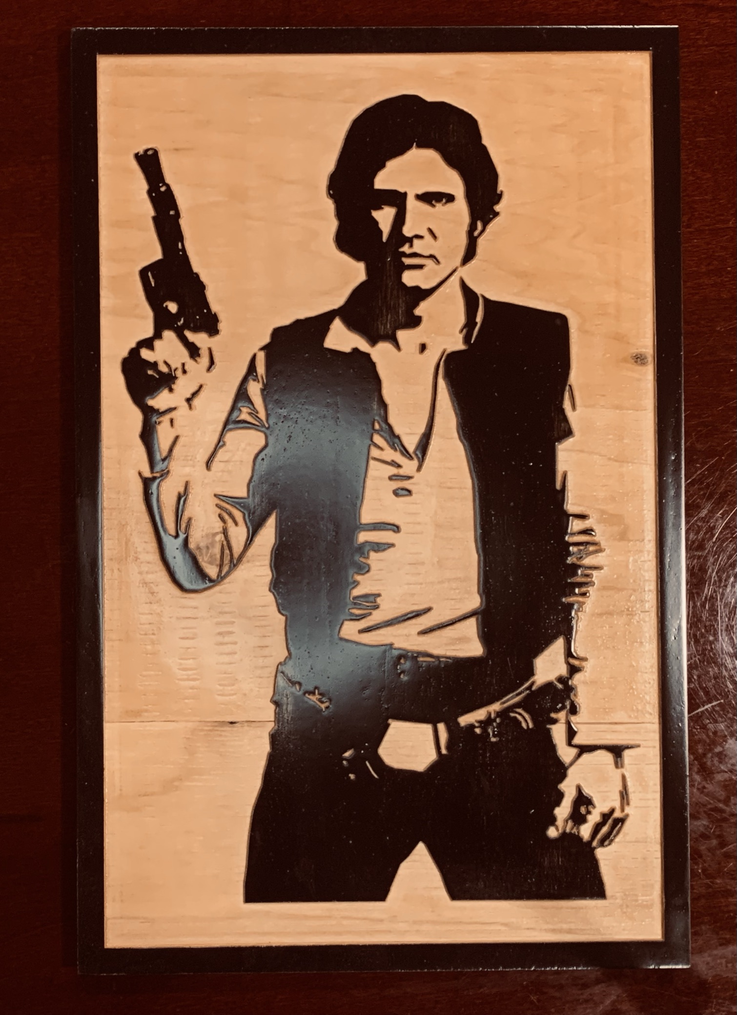 Han Solo Portrait – Carved Baltic birch ply wood, Star Wars, blaster ...