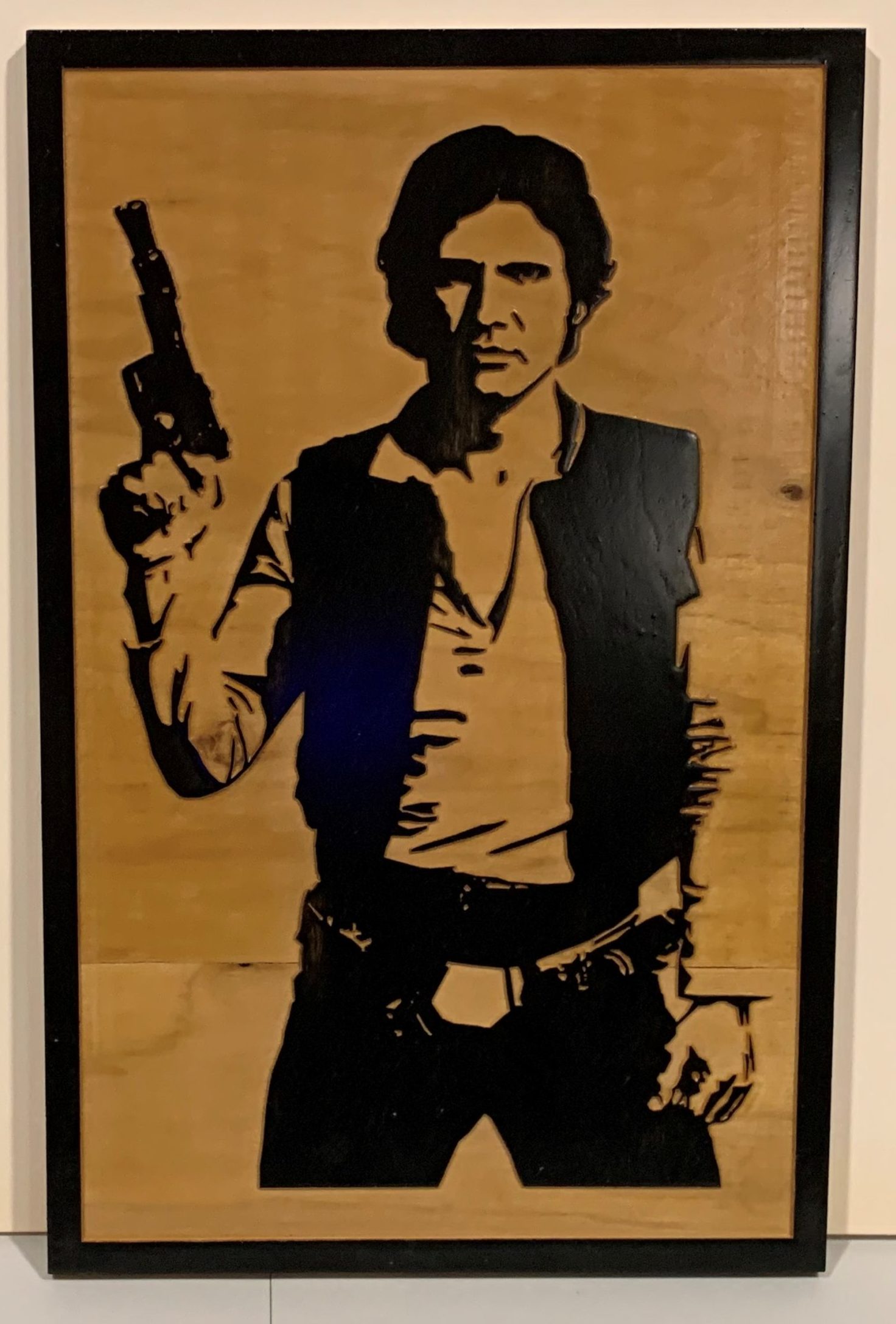 Han Solo Portrait – Carved Baltic birch ply wood, Star Wars, blaster ...
