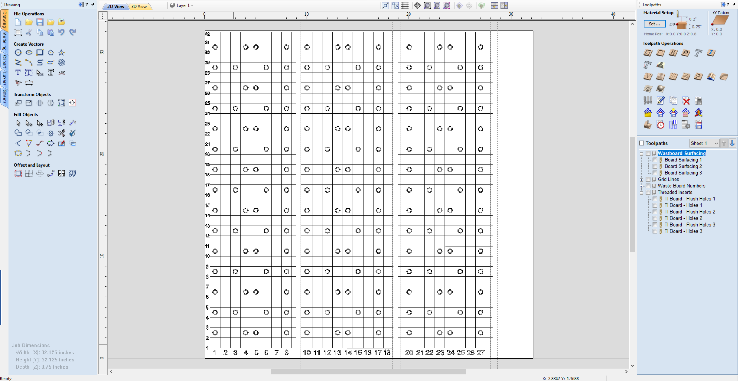 Onefinity CNC Waste board surfacing, Grid and threaded inserts for ...
