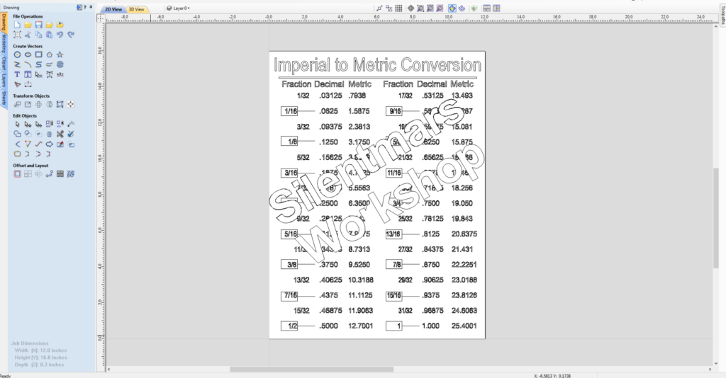 SMW Conversion Chart | Imperial to Metric | digital file | svg ai crv dxf pdf – Silentmars Workshop